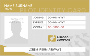 5 Best Pilot ID Card Sample Templates | Download Edit Print
