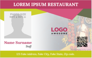 Restaurant Staff ID Cards/badges Templates | Download Edit