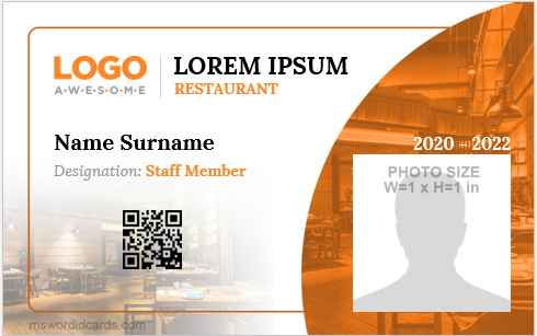 Restaurant Staff ID Cards/badges Templates | Microsoft Word ID Card ...