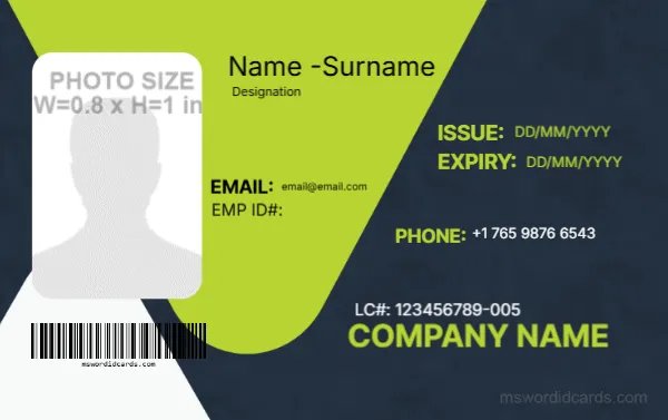 Office ID Card Template -Editor | Microsoft Word ID Card Templates